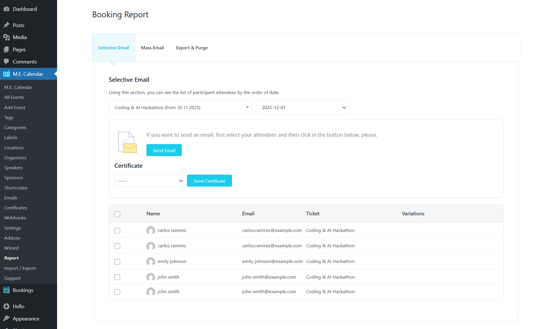 Booking Report - MEC Knowledgebase