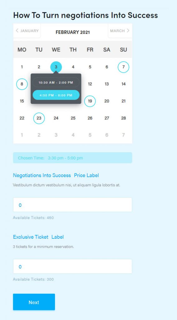 Booking Date Selection Calendar Modern Events Calendar Knowledgebase