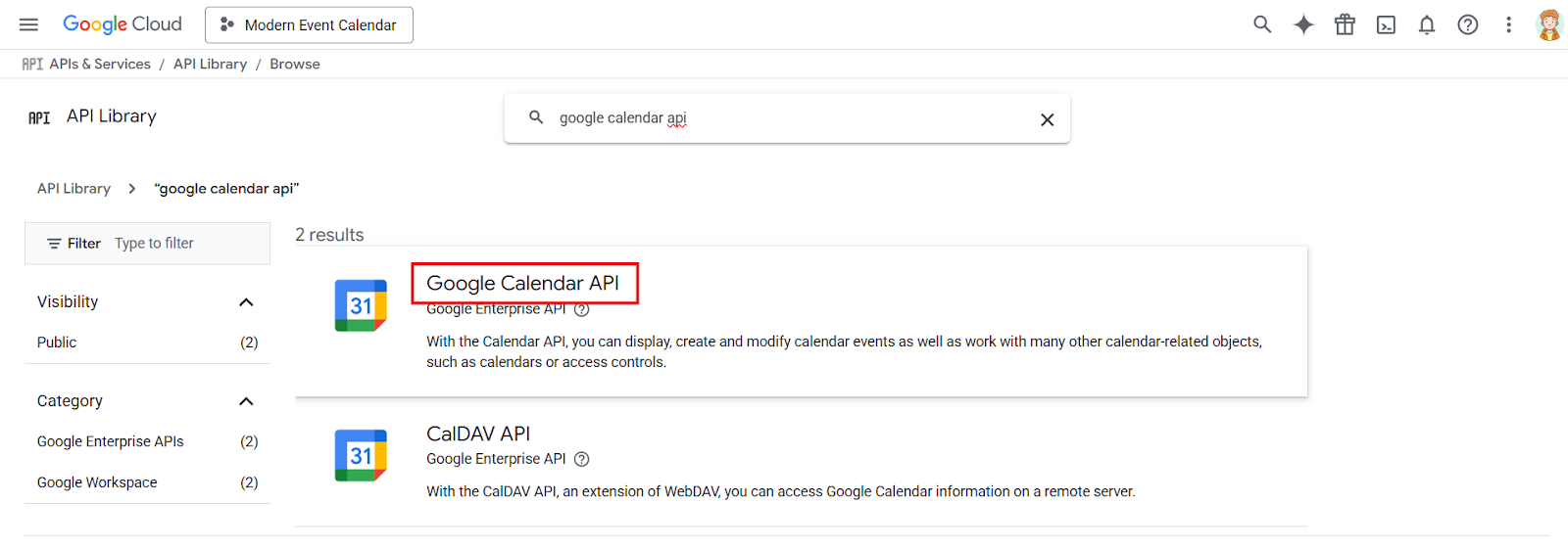 Creating Google Calendar API Key - MEC Knowledgebase