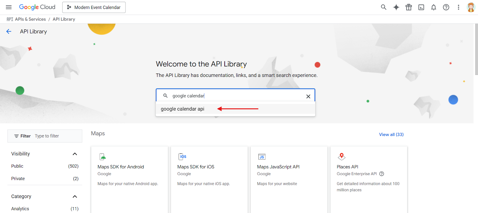 Creating Google Calendar API Key - MEC Knowledgebase