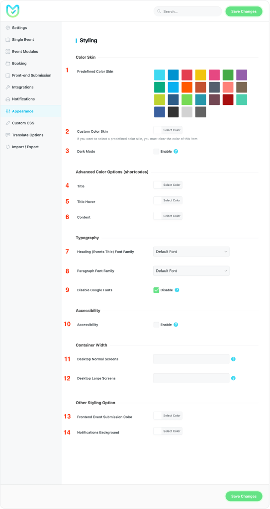 Appearance Settings - MEC Knowledgebase