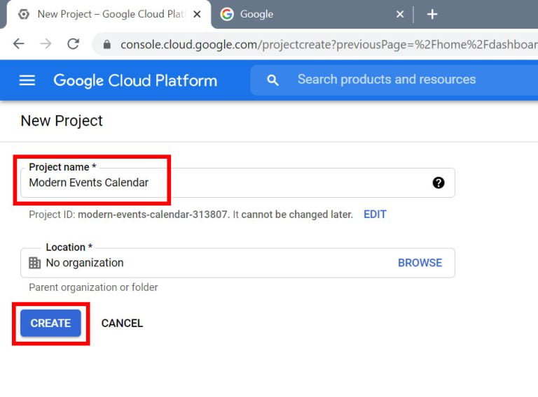 Creating Google Calendar API Key - MEC Knowledgebase