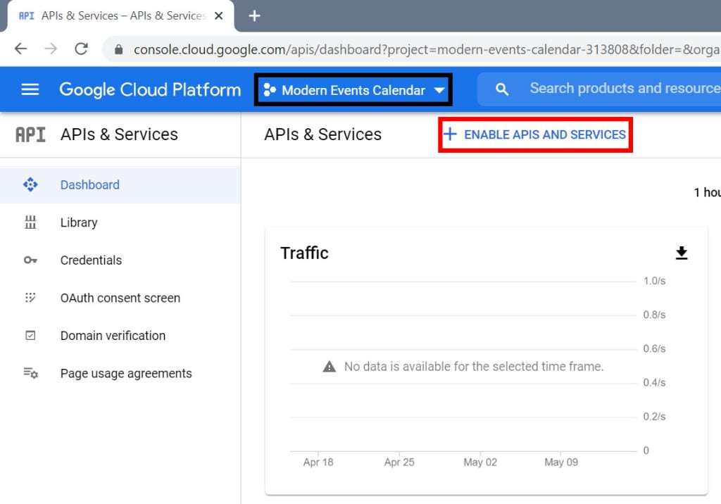 Creating Google Calendar API Key - MEC Knowledgebase