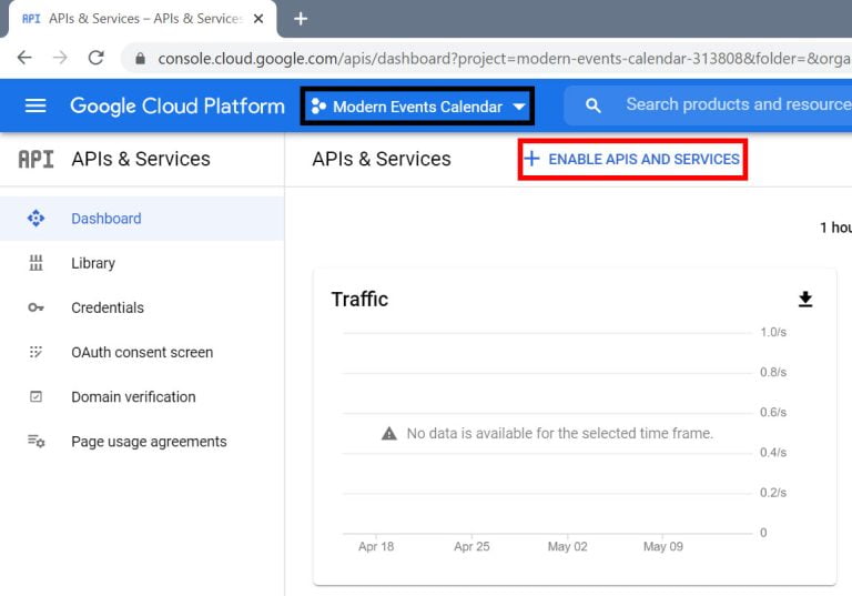 Creating Google Calendar API Key - MEC Knowledgebase