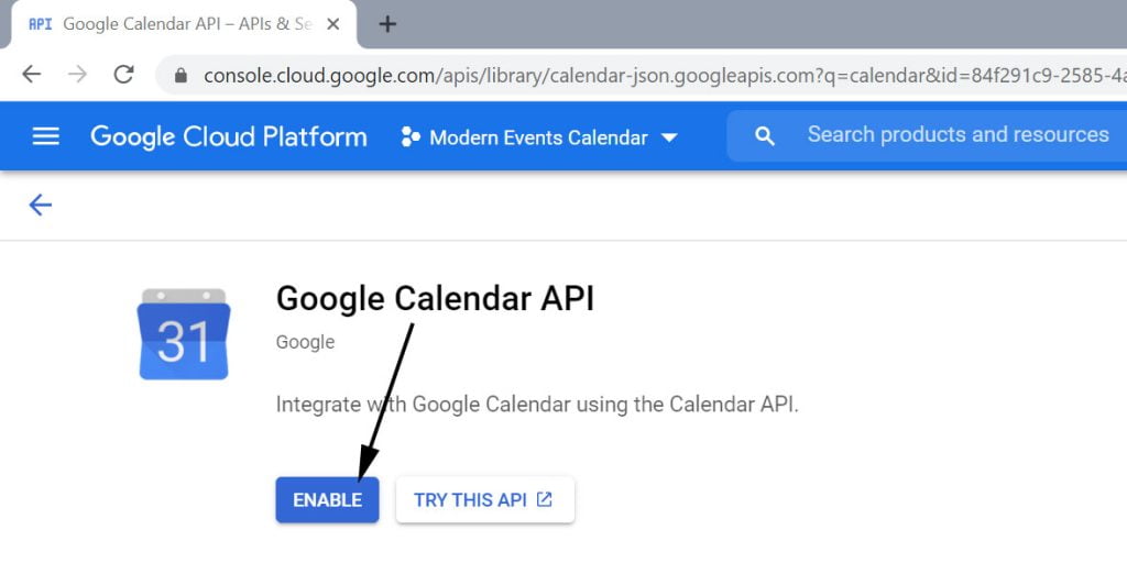 Creating Google Calendar API Key - MEC Knowledgebase