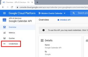 Creating Google Calendar API Key - MEC Knowledgebase
