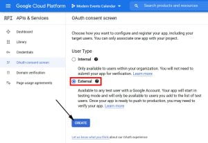 Creating Google Calendar API Key - MEC Knowledgebase