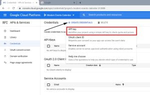 Creating Google Calendar API Key - MEC Knowledgebase