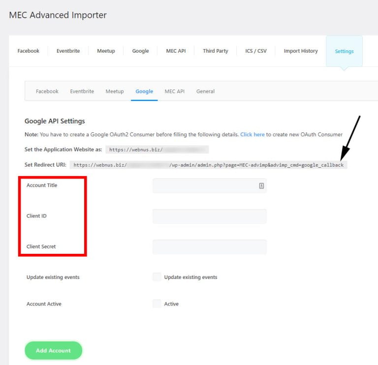 Creating Google Calendar API Key - MEC Knowledgebase