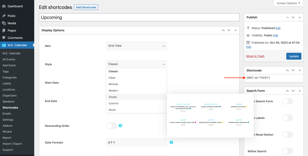 Grid View Skin Settings - MEC Knowledgebase