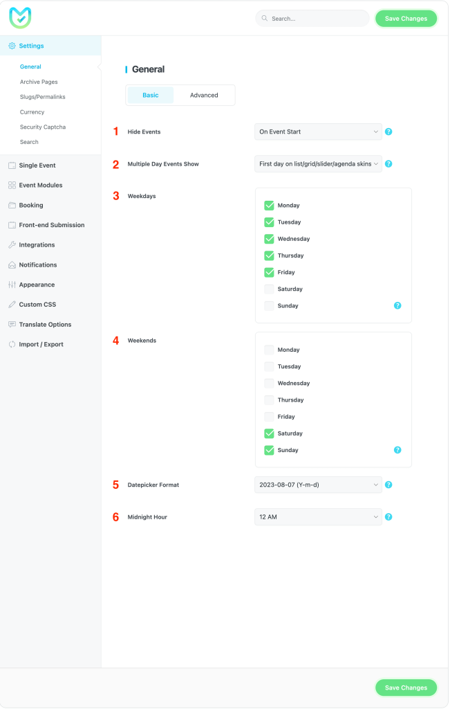 General Settings - MEC Knowledgebase