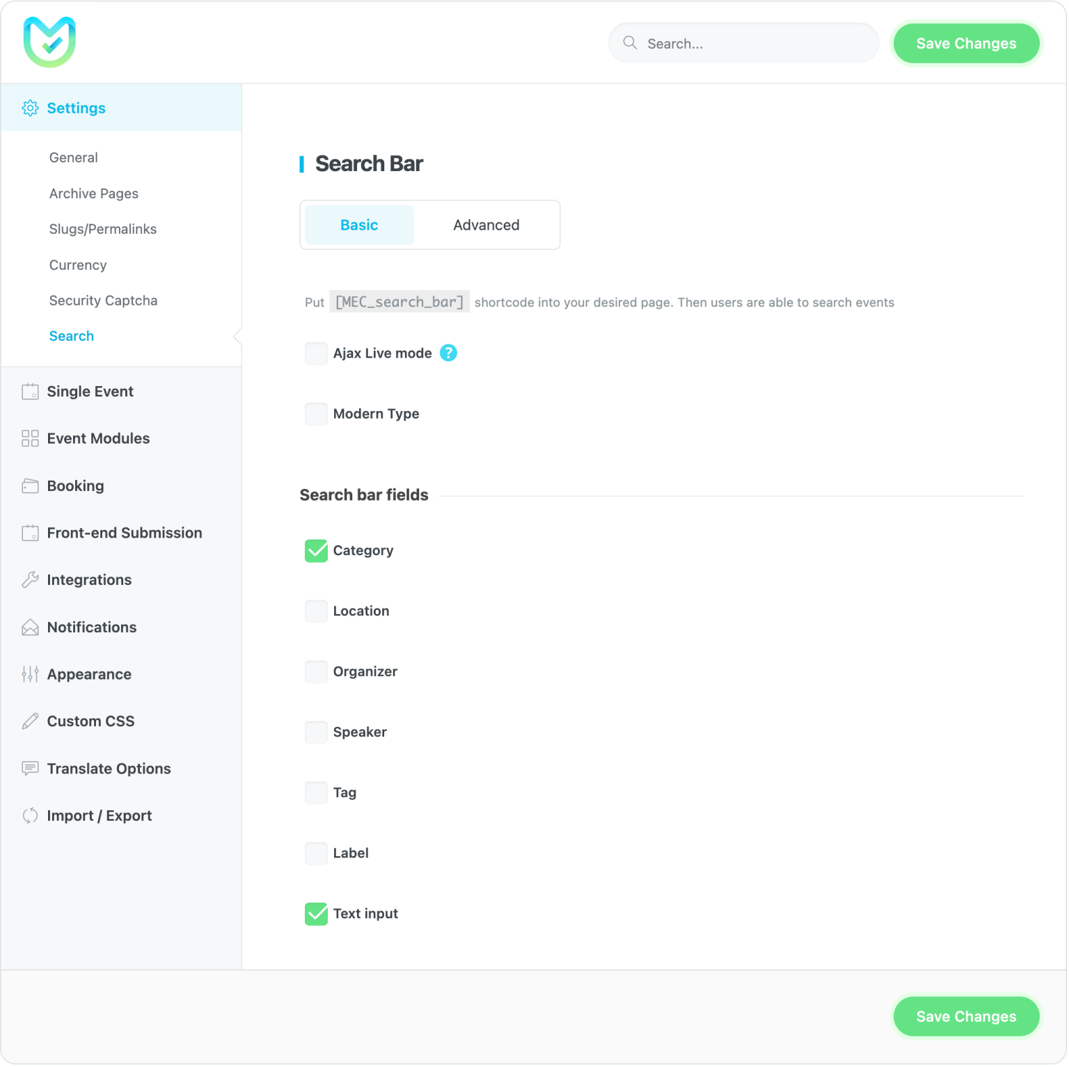 General Settings - MEC Knowledgebase