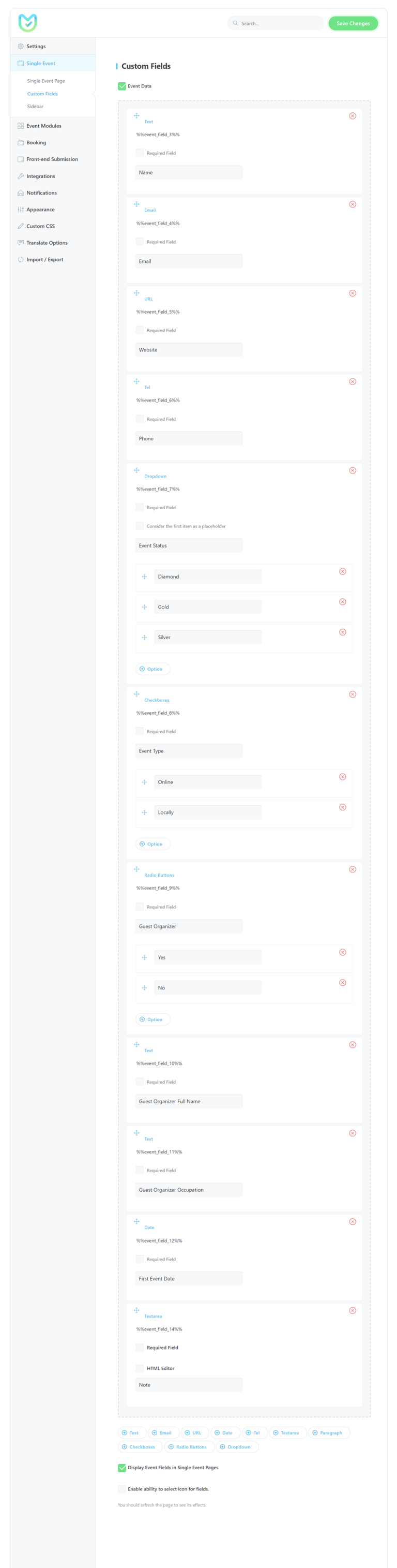 Single Event Settings - MEC Knowledgebase