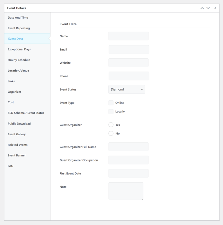 Single Event Settings - MEC Knowledgebase