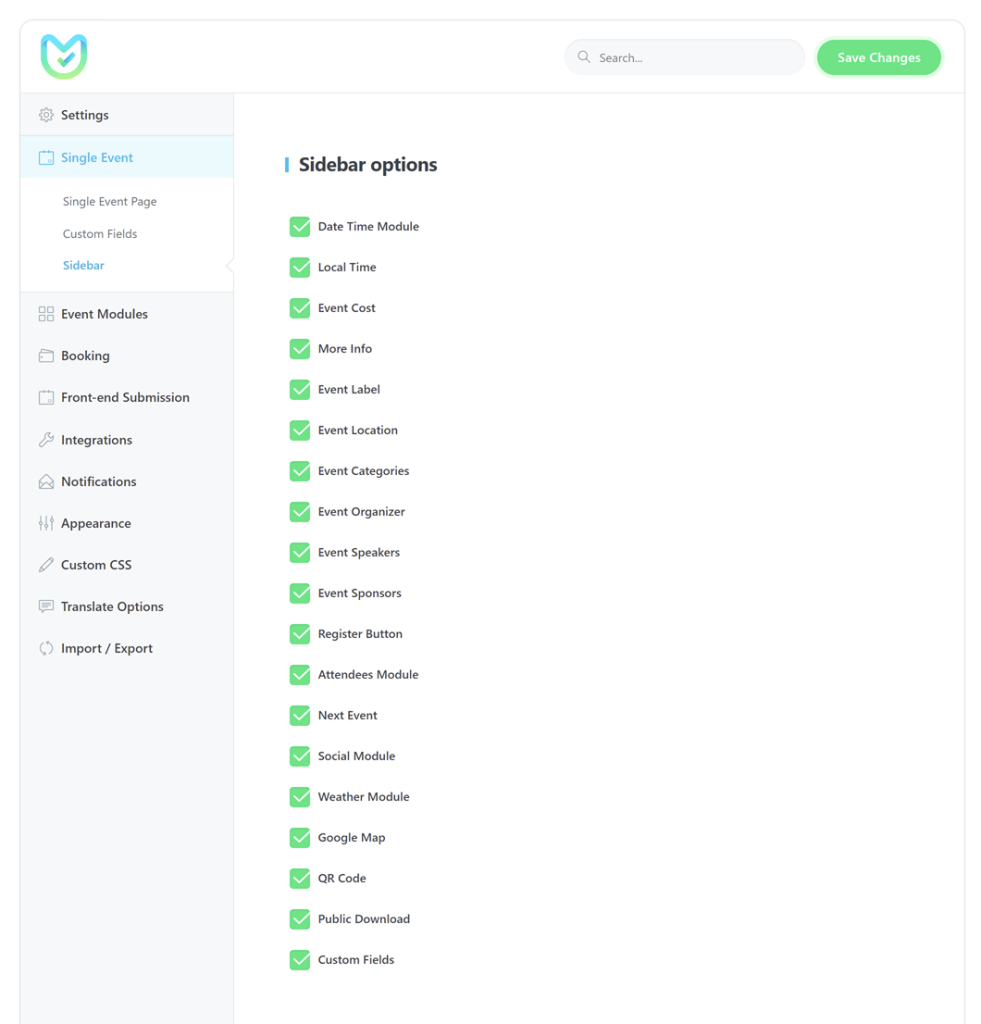 Single Event Settings - MEC Knowledgebase