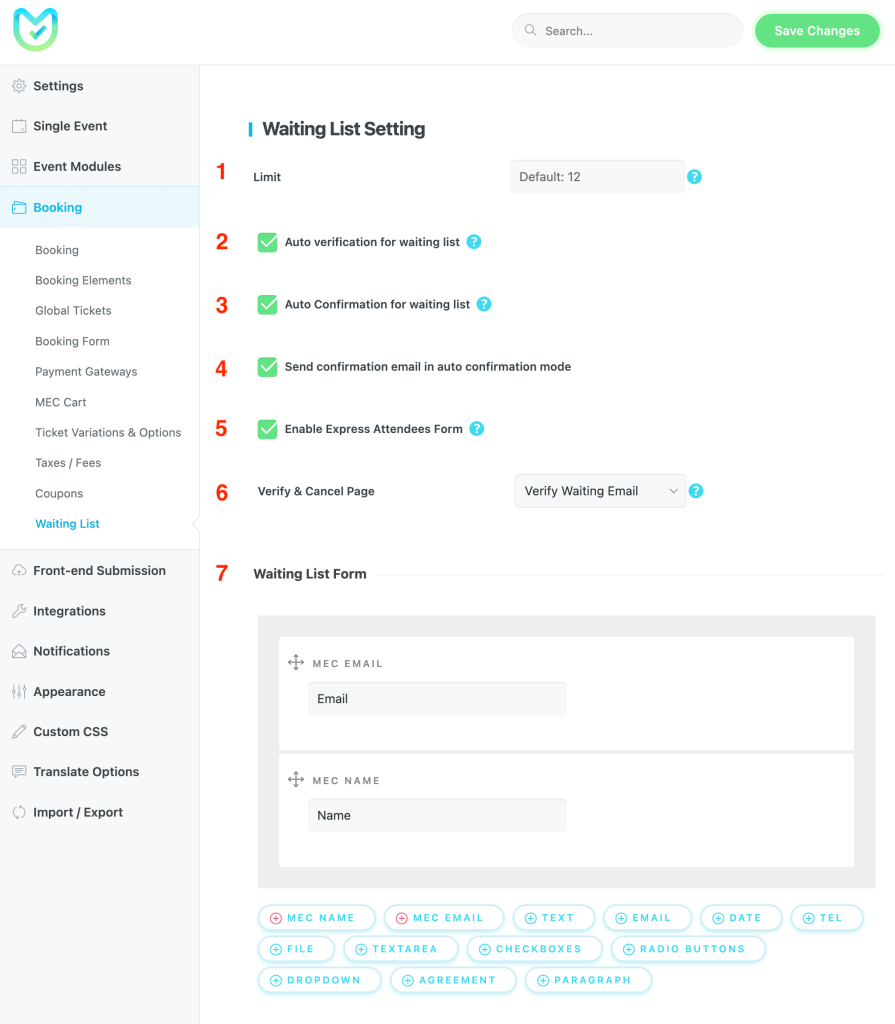 Waiting List Addon - MEC Knowledgebase