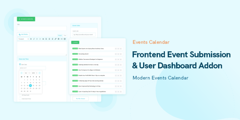 MEC Frontend Event Submission & User Dashboard Addon 2020