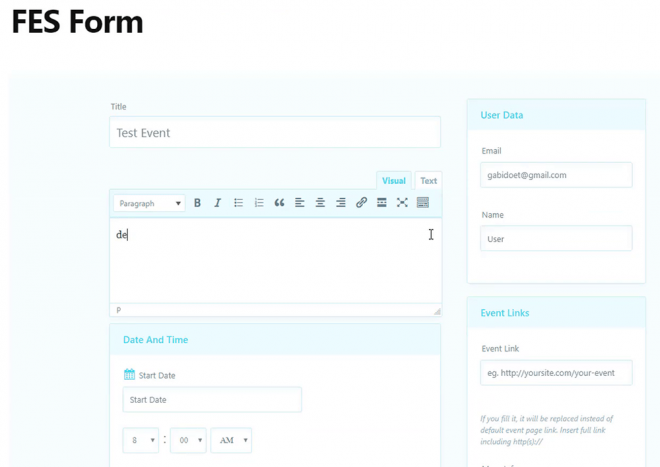 MEC Frontend Event Submission & User Dashboard Addon 2020
